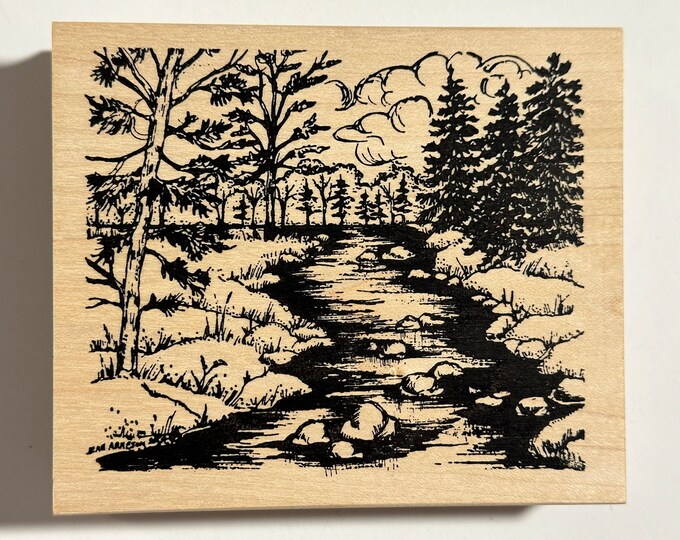 Northwoods NOS 2015 "river/stream in Woods Nature Scene" Mounted Wooden ...