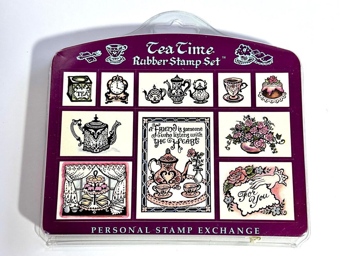 Vintage 1993 New Old Stock "tea Time Rubber Stamp Set - Sk127" by ...