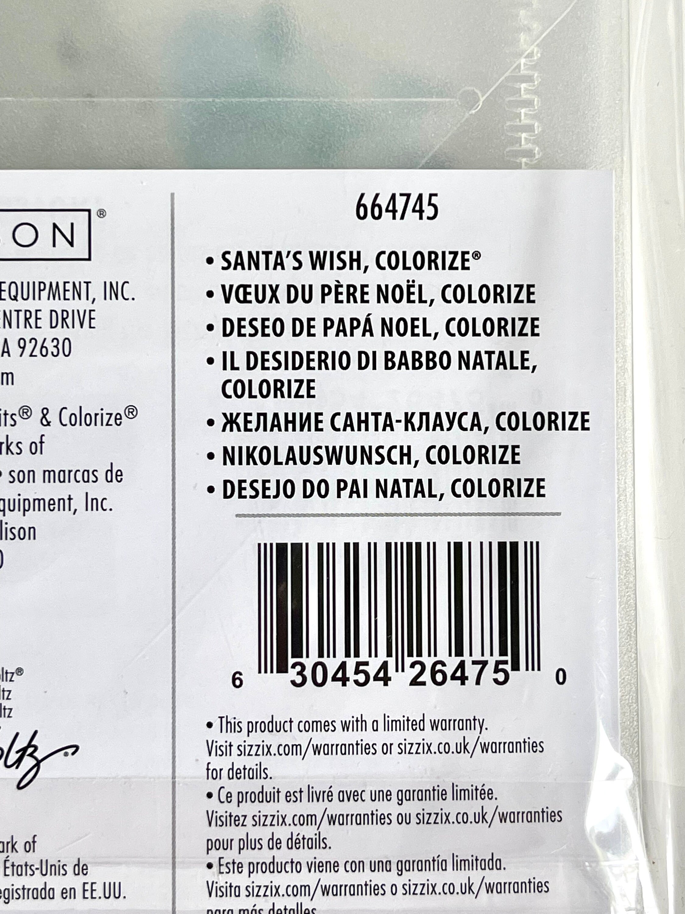 Sizzix Tim Holtz santa's Wish Colorize Thinlit Die Set 664745 12 Pieces ...