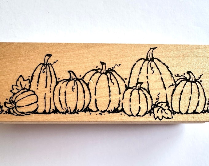 Vintage NOS Great Impressions pumpkin Border Autumn/fall Mounted Wooden ...