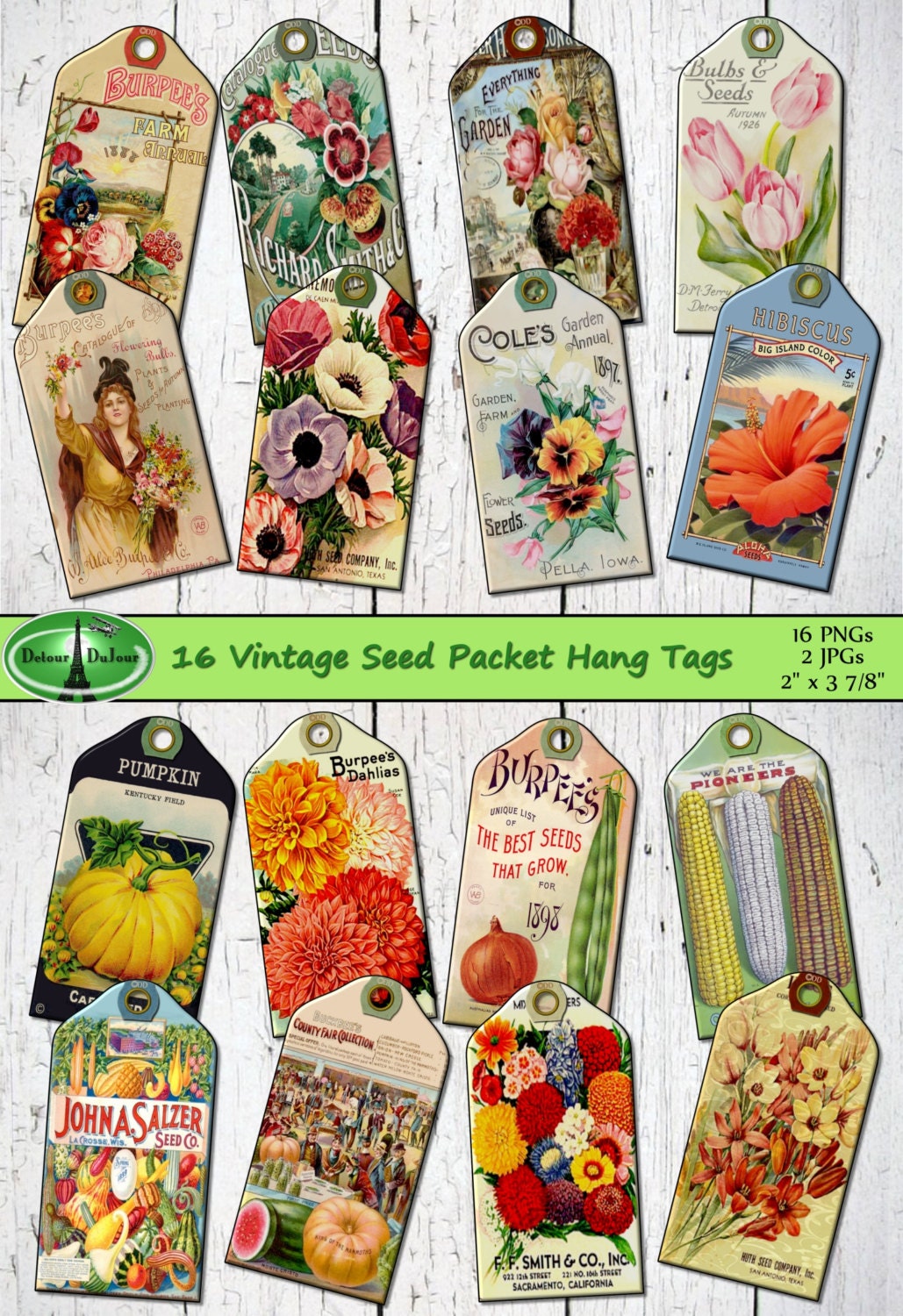 Printable Tags Seed Packet Tags 16 Vintage Seed Packet - Etsy