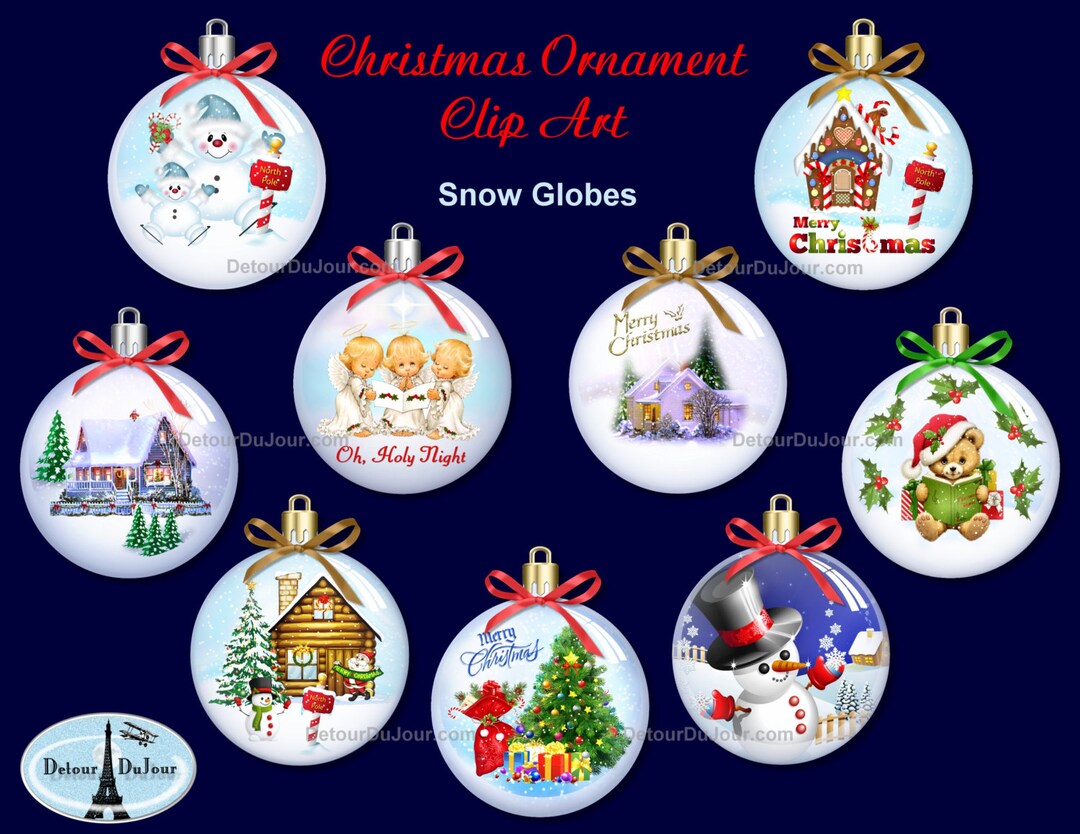 Christmas Ornaments Clip Art, Christmas Clipart Digital Ornaments, Snow ...