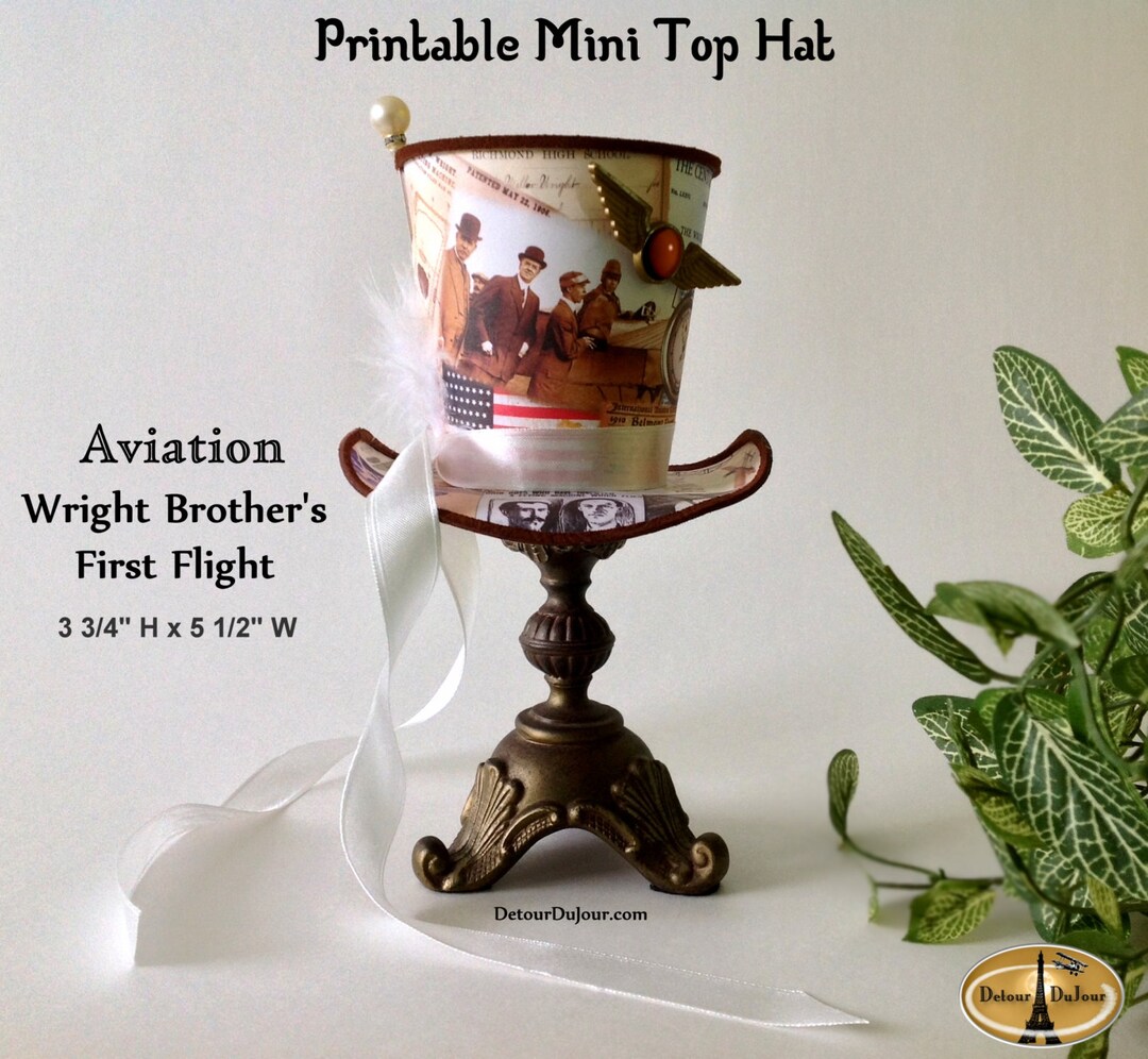 Aviation Mini Top Hat Mad Hatter Hat, PILOT LICENSE Party Hat Aviator ...