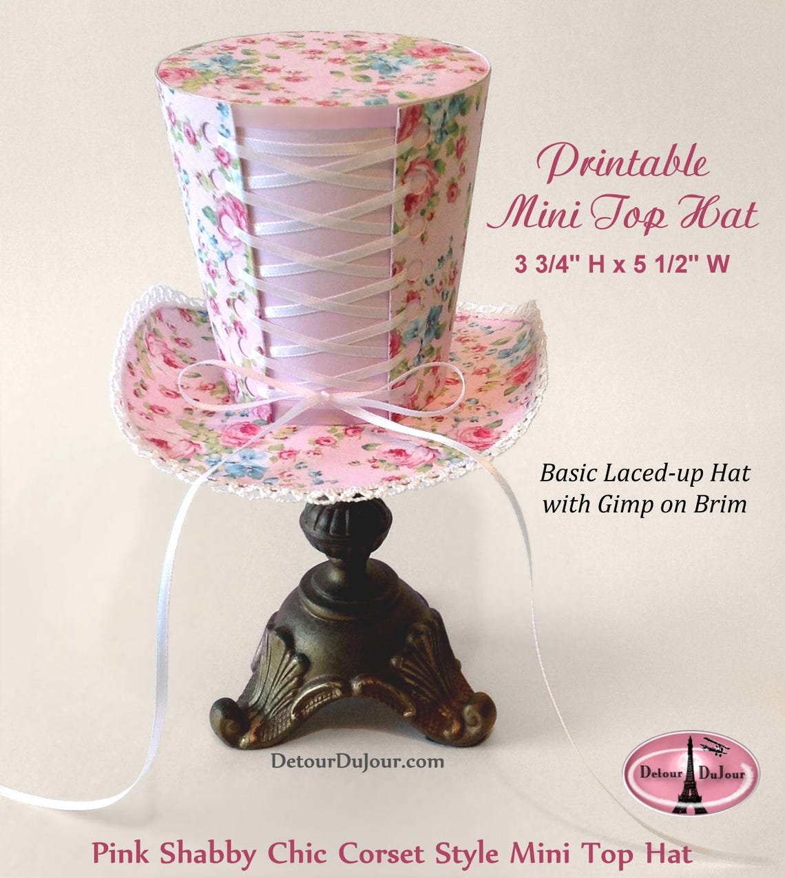 Pink Top Hat DIY Mini Top Hat Shabby Chic Hat Floral - Etsy