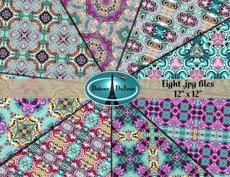 Mosaic Digital Paper Pack 12 X 12 Kaleidoscope Background - Etsy
