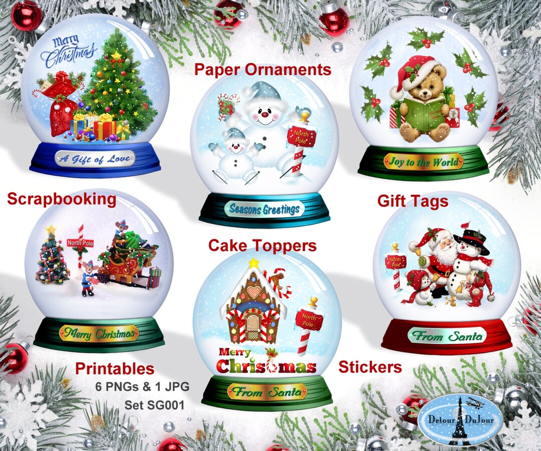 Christmas Tags Printable Christmas Gift Tags Snow Globe - Etsy