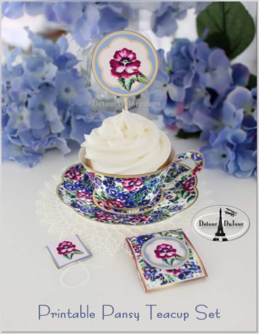 PRINTABLE Paper Tea Cups, 3-dimensional Teacup Cupcake Wrappers, Tea ...