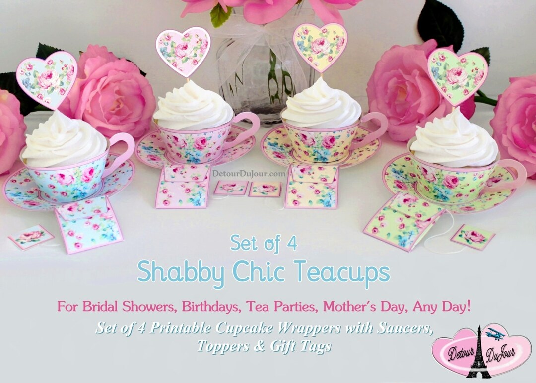 Rose Paper Tea Cup Cupcake Wrappers Wedding Birthday Bridal - Etsy