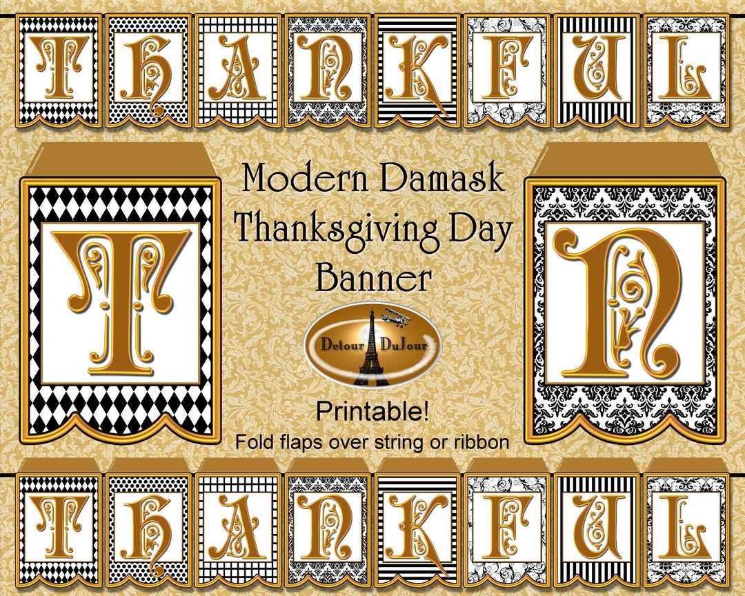 Printable Thanksgiving Banner, THANKFUL BANNER, Modern Elegant ...