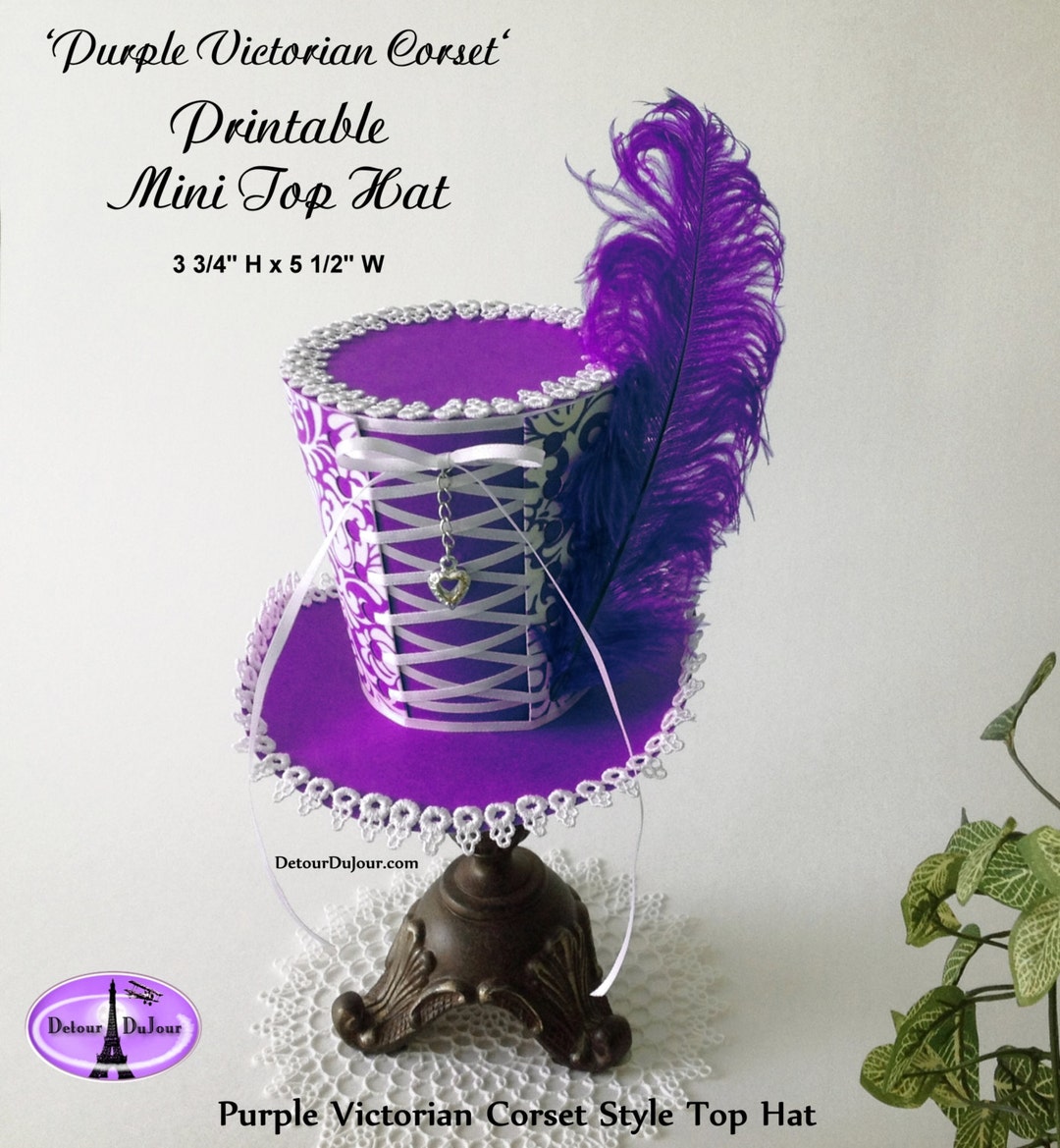 Top Hats Purple Printable Top Hats, DIY Mini Top Hat, Mad Hatter Tea ...