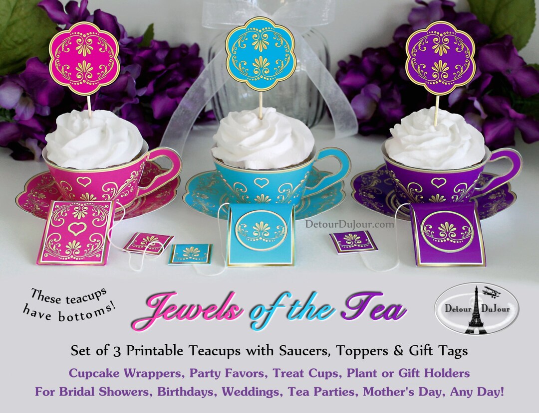 Paper Tea Cups PRINTABLE Paper Teacups Tea Cup Cupcake - Etsy
