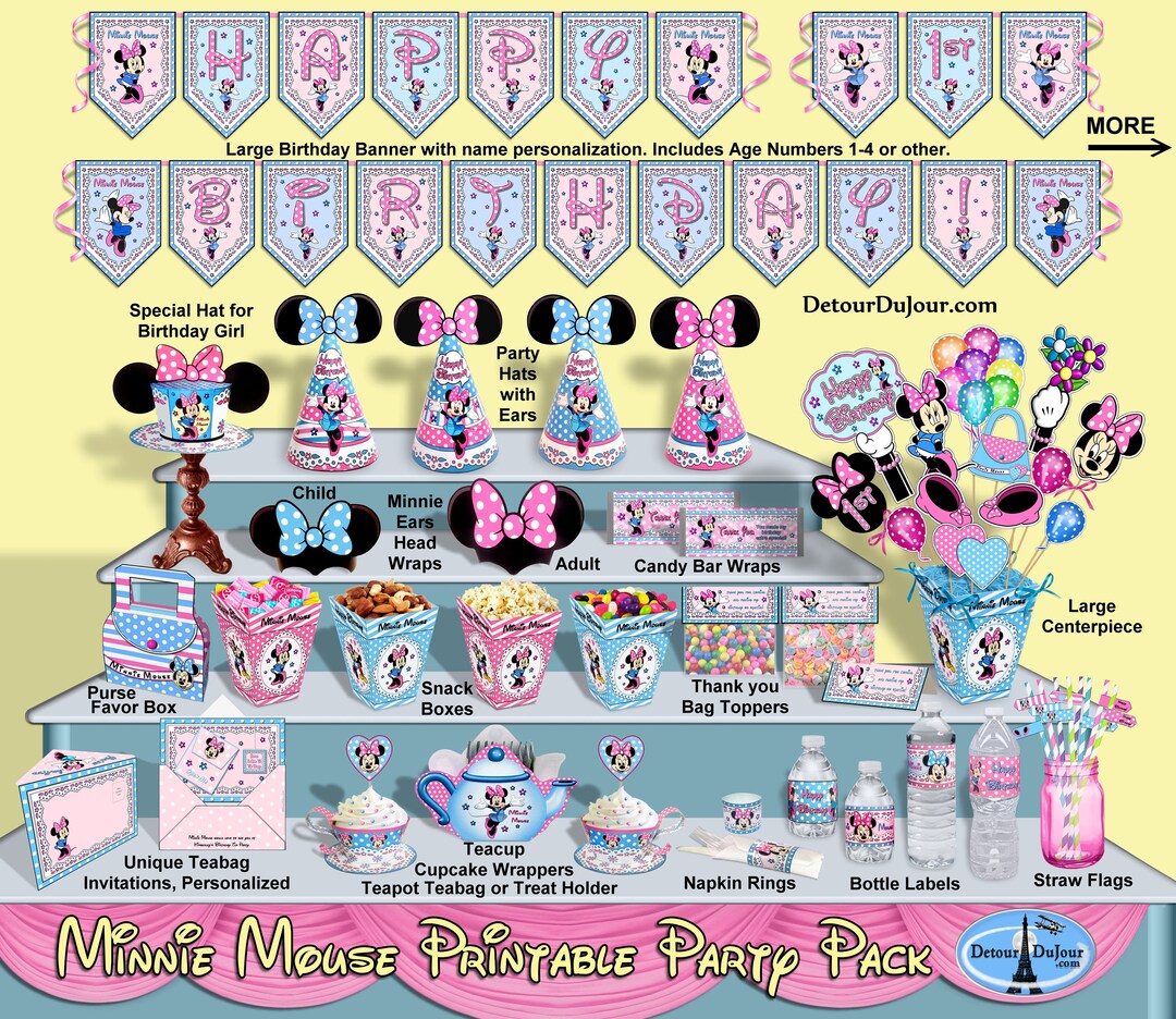 MEGA Minnie Mouse Birthday Party Package! Minnie Mouse Birthday Tea ...