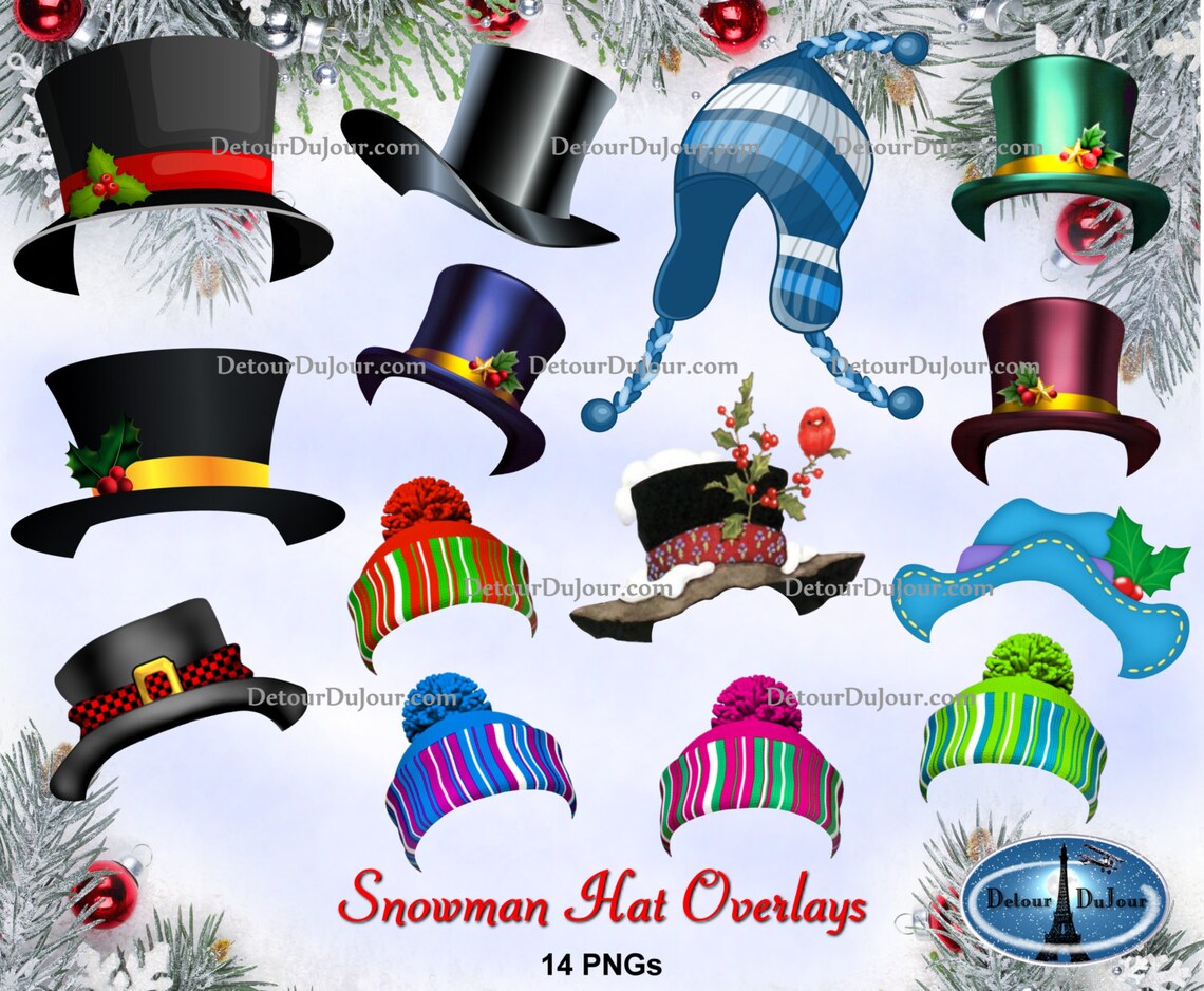 Christmas Clipart 14 Pngs Santa Hats Clipart Overlays - Etsy