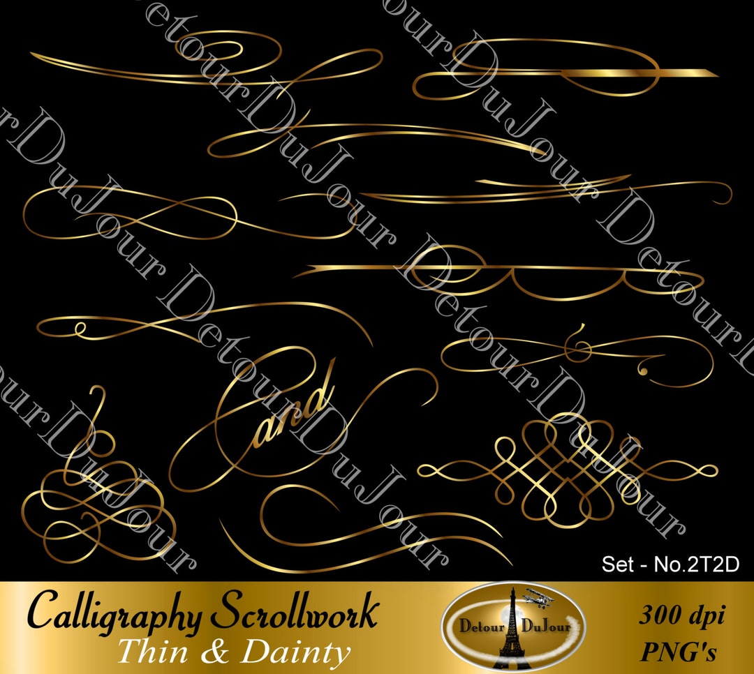 Invitation and Card Making Calligraphy, 11 Metallic Gold Digital ...