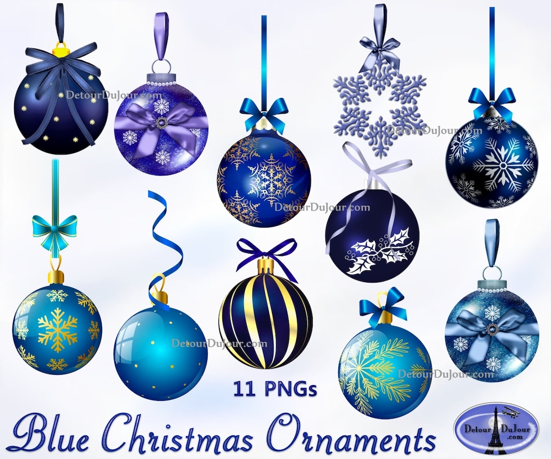 11 Blue Printable Christmas Ornaments Clipart Christmas Tree Ornament ...