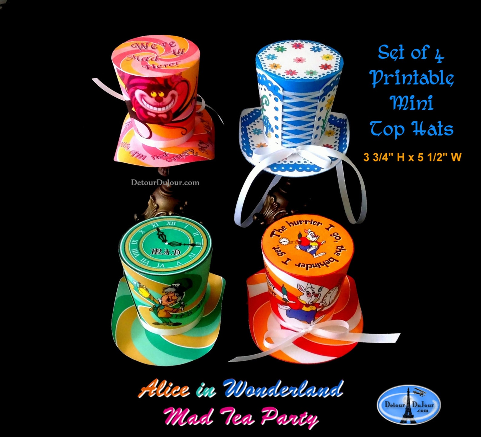 PRINTABLE Mad Hatter Hat, Halloween Costume Alice in Wonderland, White ...