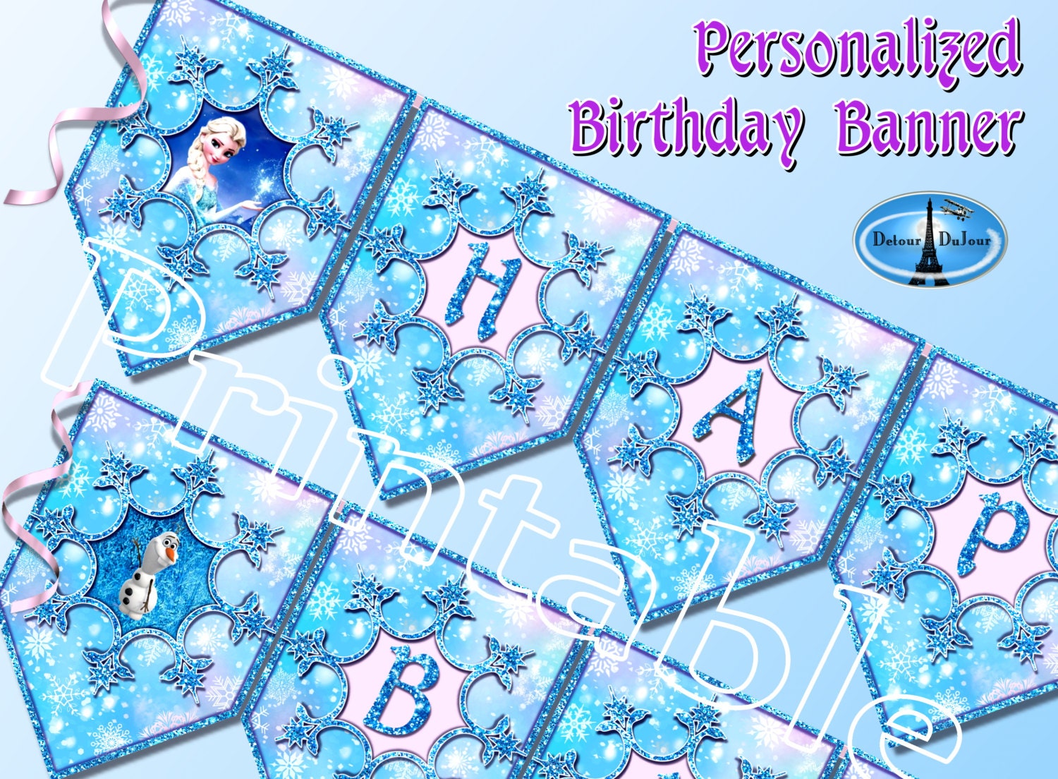 Happy Birthday Frozen Banner Printable