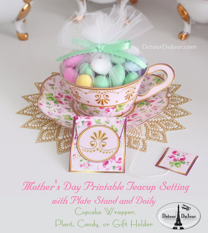 Paper Tea Cups 5 Piece Tea Party Printable Place Settings | Etsy