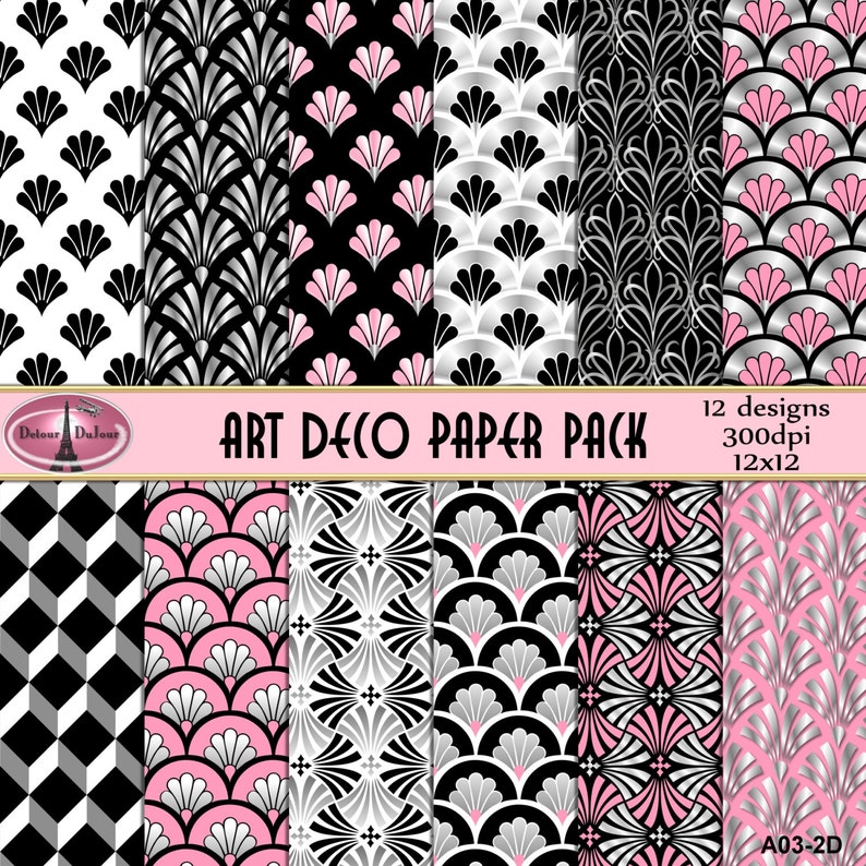 Art Deco Digital Paper Pack, 12" X 12" Art Deco Scrapbooking Paper Art ...