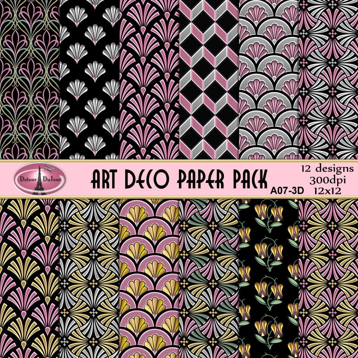 Art Deco Digital Paper Pack 12 Digital Art Deco Backgrounds | Etsy