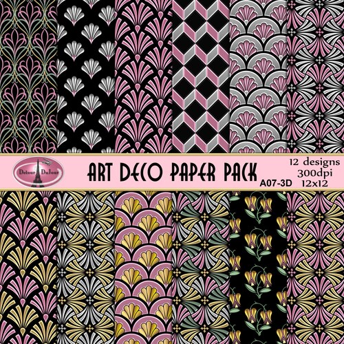 Art Deco Paper Pack 12X12 Digital Backgrounds Art Deco Digital - Etsy