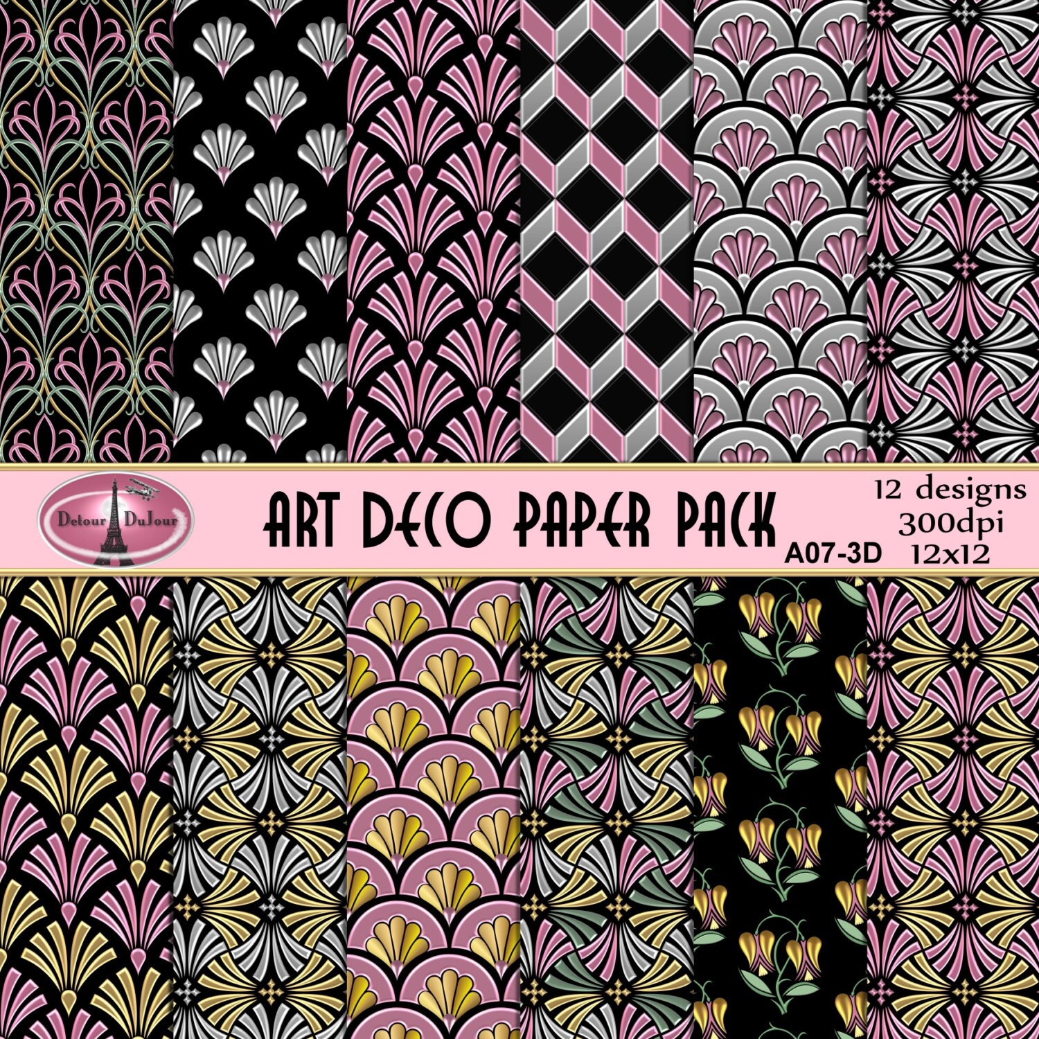 Art Deco Digital Paper Pack 12 Digital Art Deco Backgrounds | Etsy