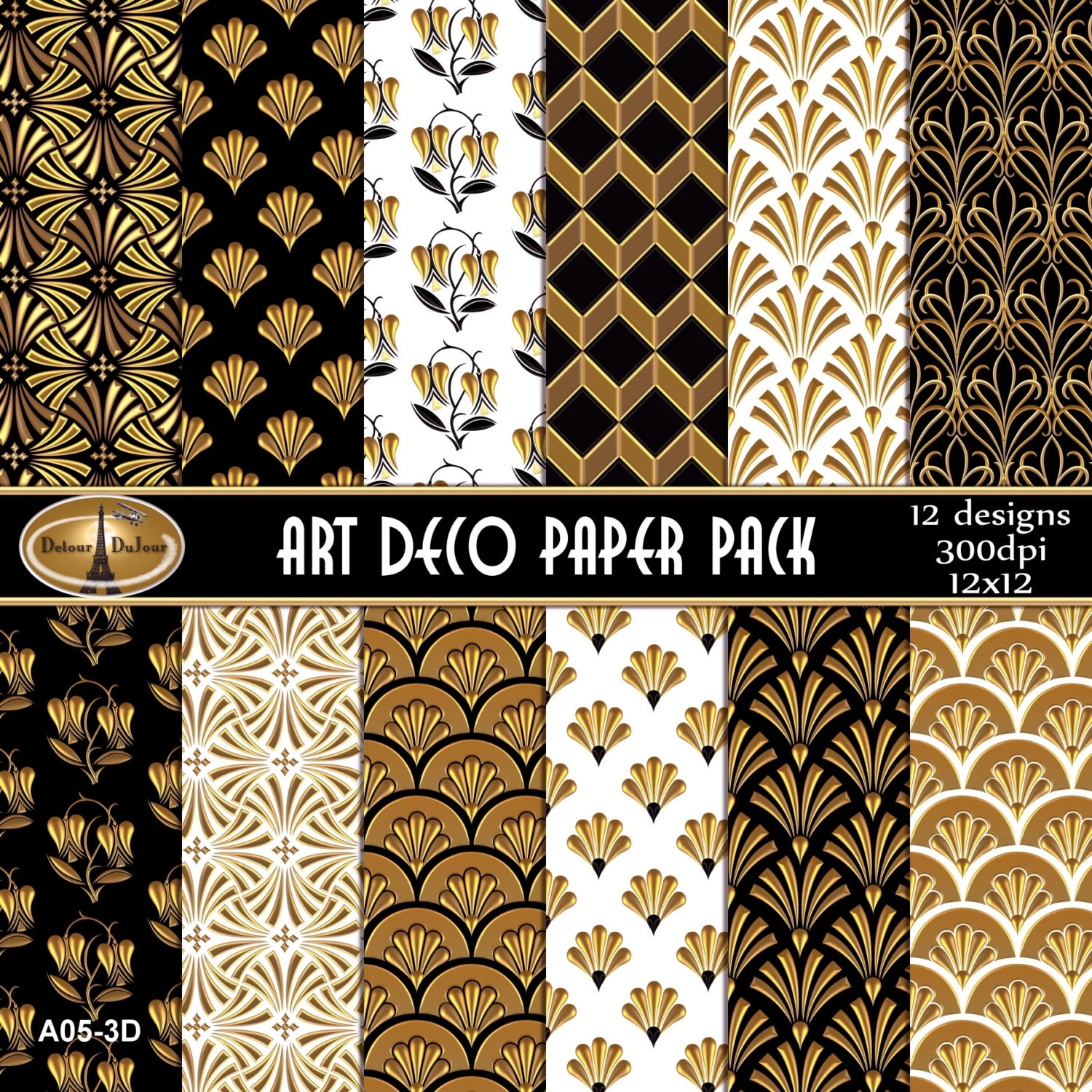 Papel Art Deco paquete de papel Art Deco de 12 x 12 paquete - Etsy España