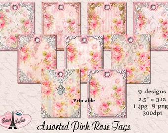 Large Shabby Chic Tags // Cottage Style Gift Tags // Flower - Etsy