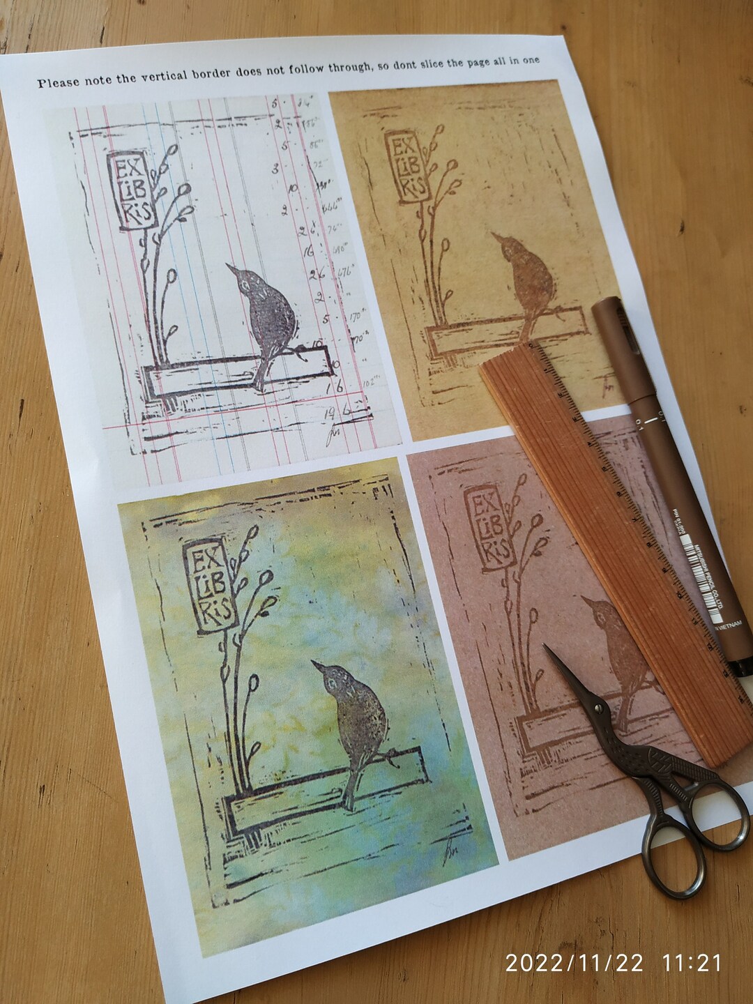Bookplates, Printable - the Curious Bird Linocut - Etsy