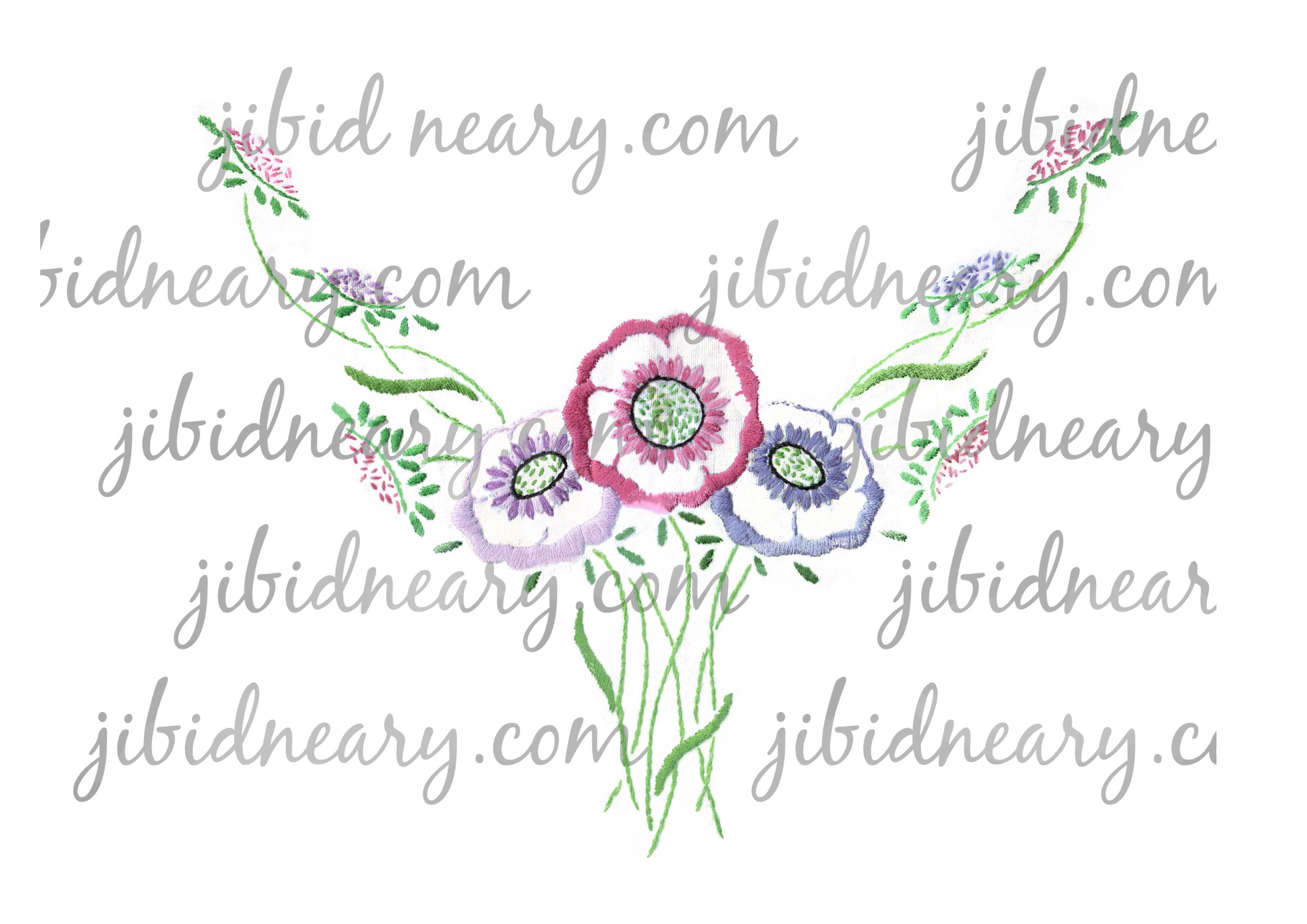 Embroidered Flowers .png Files | Etsy