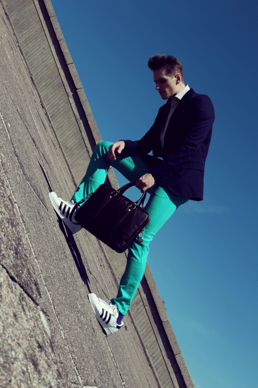Mens PANTS Aquamarine | Italian Cotton Pants for Men | Bright Dress ...