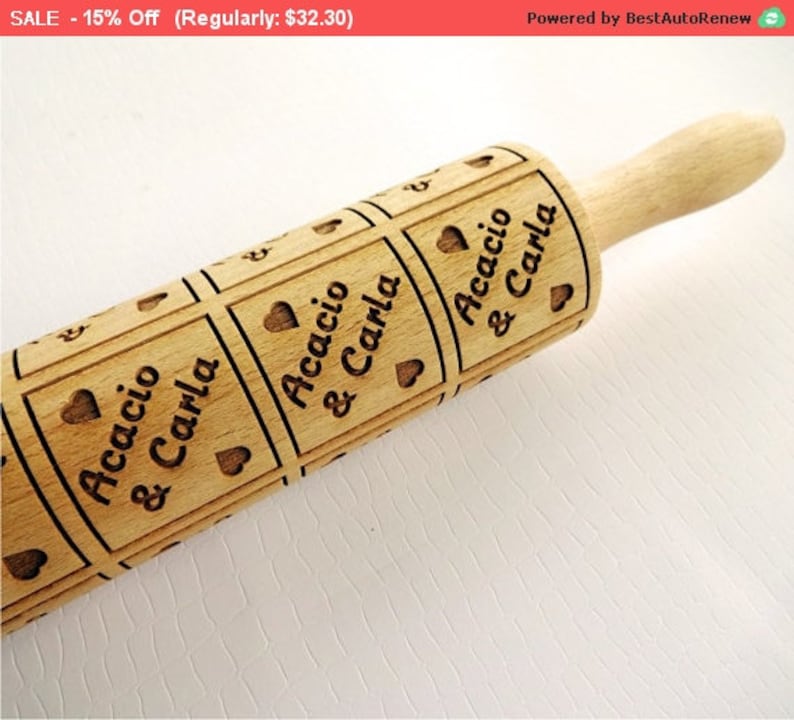 Personalized Rolling Pin-with COUPLE NAMES. Embossing Rolling Pin ...