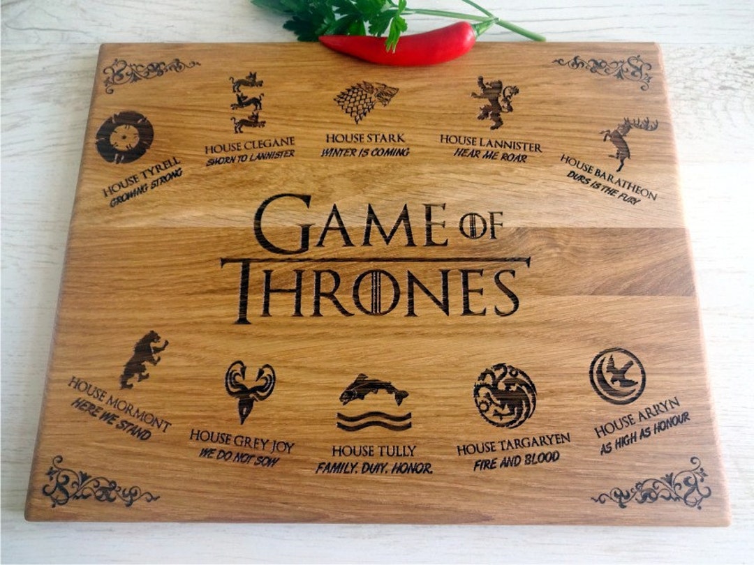 GAME of THRONES Cutting Board Laser Engraved Handmade Wooden Chopping ...