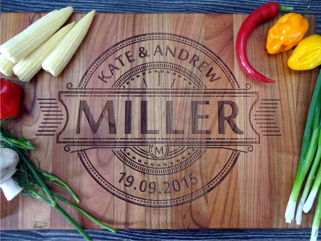 Custom Cutting Board With Monogram. Laser Engraved Handmade Wooden ...