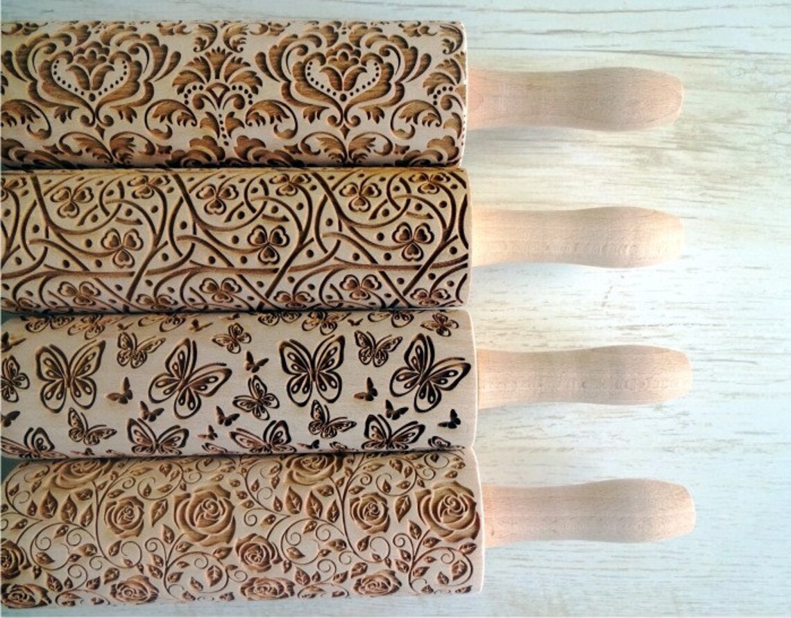 4 ANY pattern rolling pin SET. Lazer engraved rolling pins | Etsy