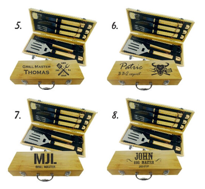 Custom Engraved/ Personalized Grilling Set With 5 Useful BBQ - Etsy