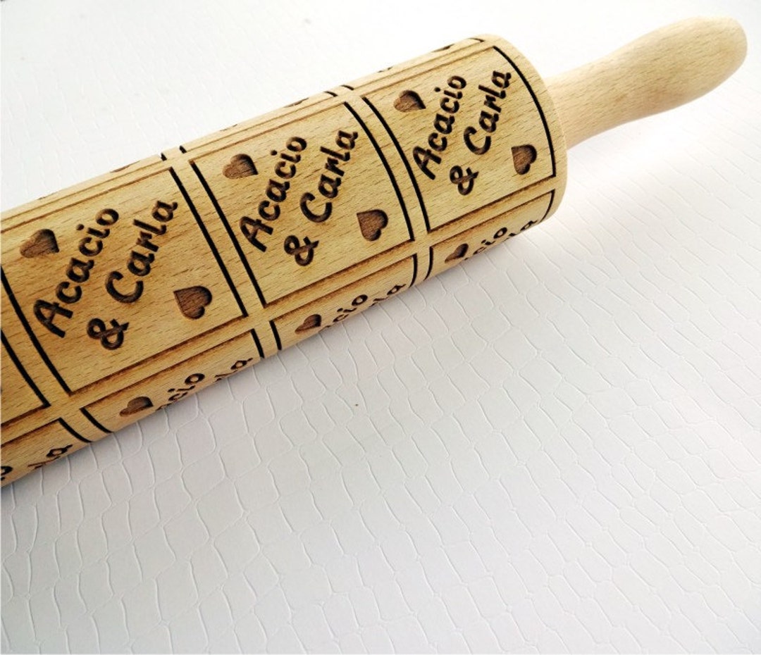 Personalized Rolling Pin-with COUPLE NAMES. Embossing Rolling Pin ...