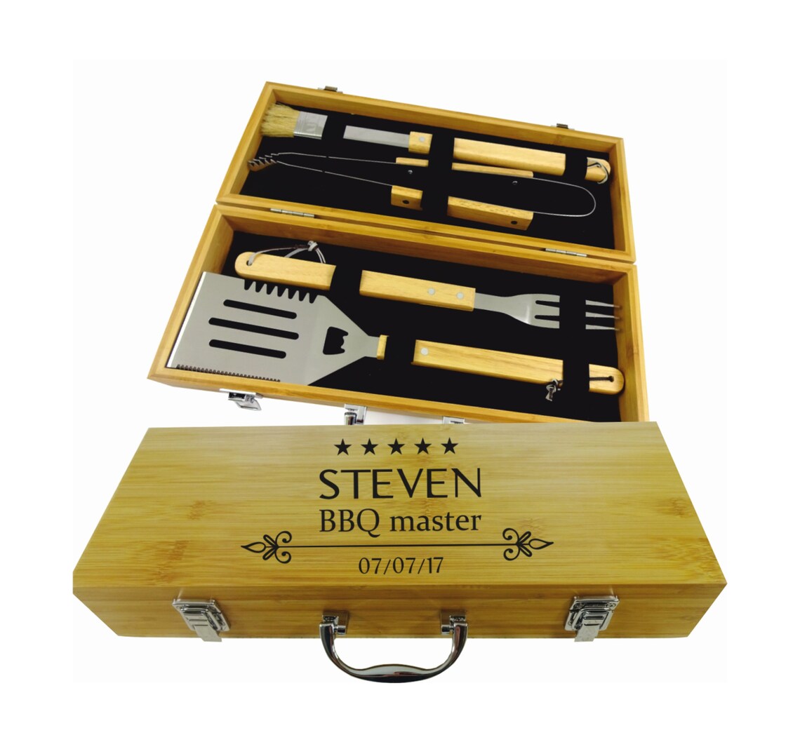 Custom Engraved/ Personalized Grilling Set With 5 Useful BBQ - Etsy