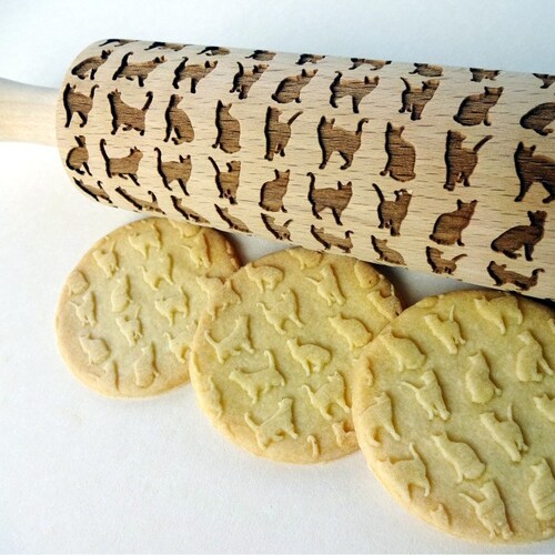 CATS Embossing Rolling Pin. Engraved Rolling Pin Cats. Wooden - Etsy UK