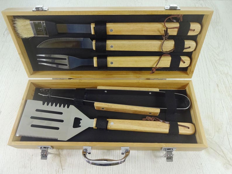 Custom Engraved/ Personalized Grilling Set With 5 Useful BBQ - Etsy