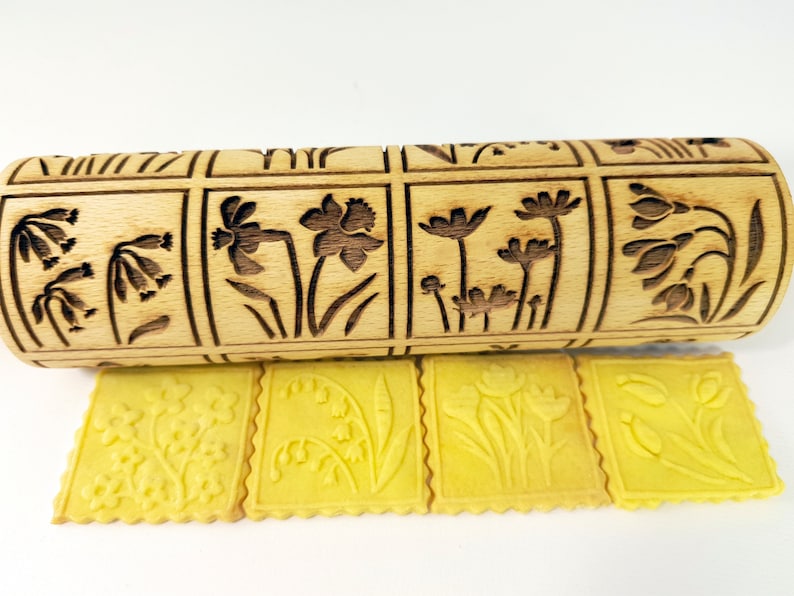 Spring Flowers Embossing Rolling Pin: Tulips, Daffodils, Hyacinths ...