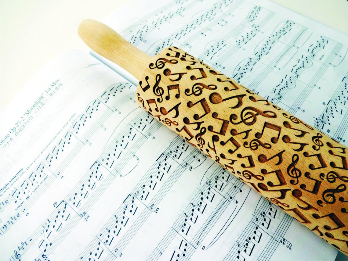 Rolling Pin MELODY. Embossing Rolling Pin With Musical Notes - Etsy