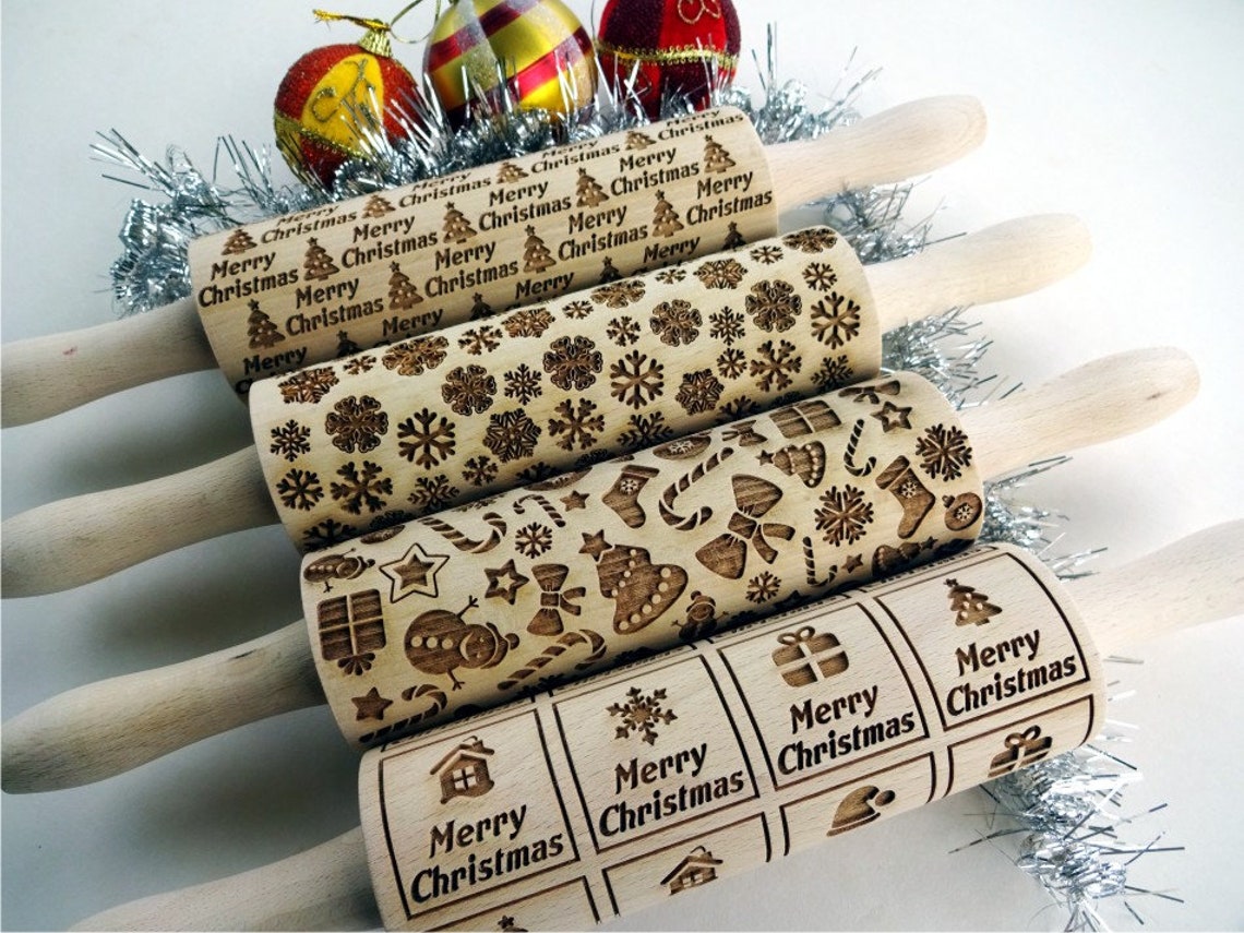 4 ANY pattern rolling pin SET. Lazer engraved rolling pins | Etsy