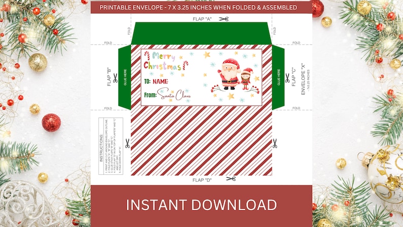 EDITABLE Santa Envelope From Santa - INSTANT DOWNLOAD - Etsy