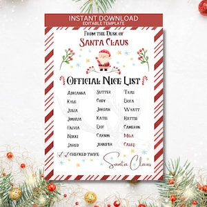 Editable Santa Claus Official Nice List - Instant Download - Etsy
