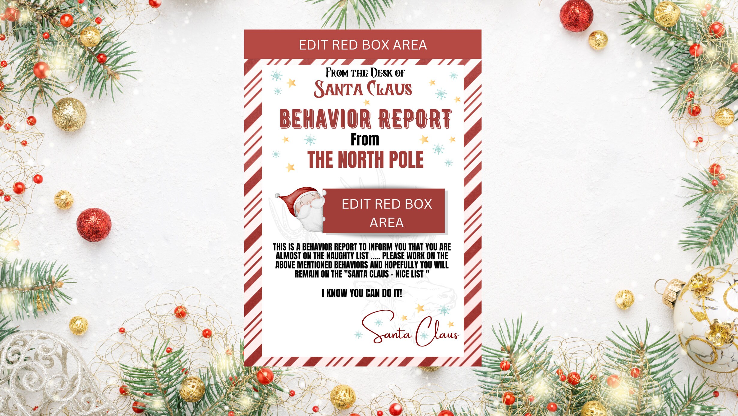 Editable North Pole Behavior Report From Santa Claus Instant - Etsy