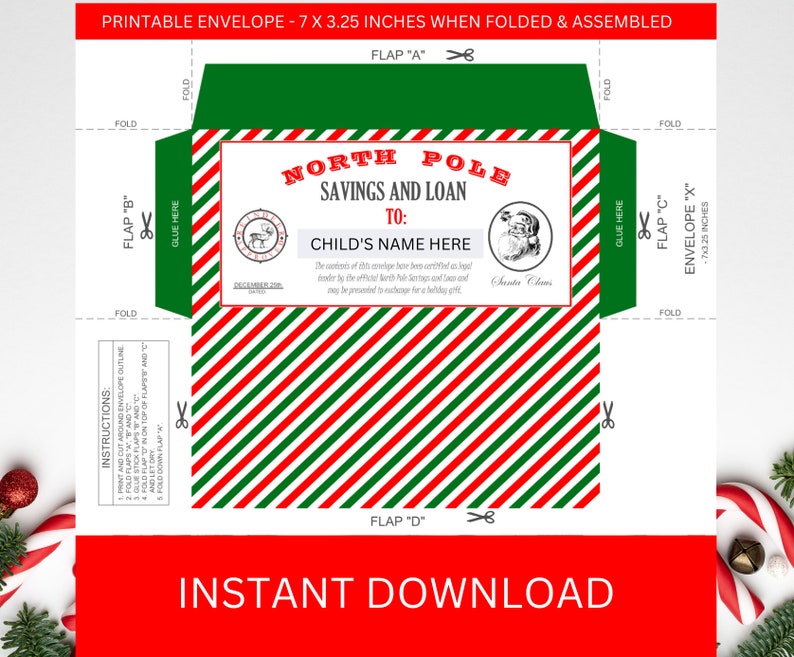 EDITABLE Santa Envelope From Santa - INSTANT DOWNLOAD - Etsy