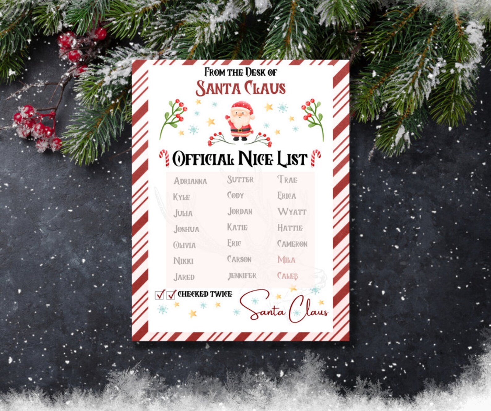 Editable Santa Claus Official Nice List - Instant Download - Etsy