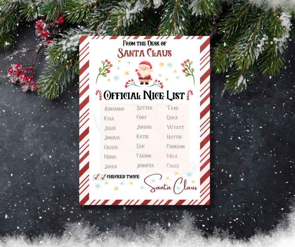 Editable Santa Claus Official Nice List - Instant Download - Etsy