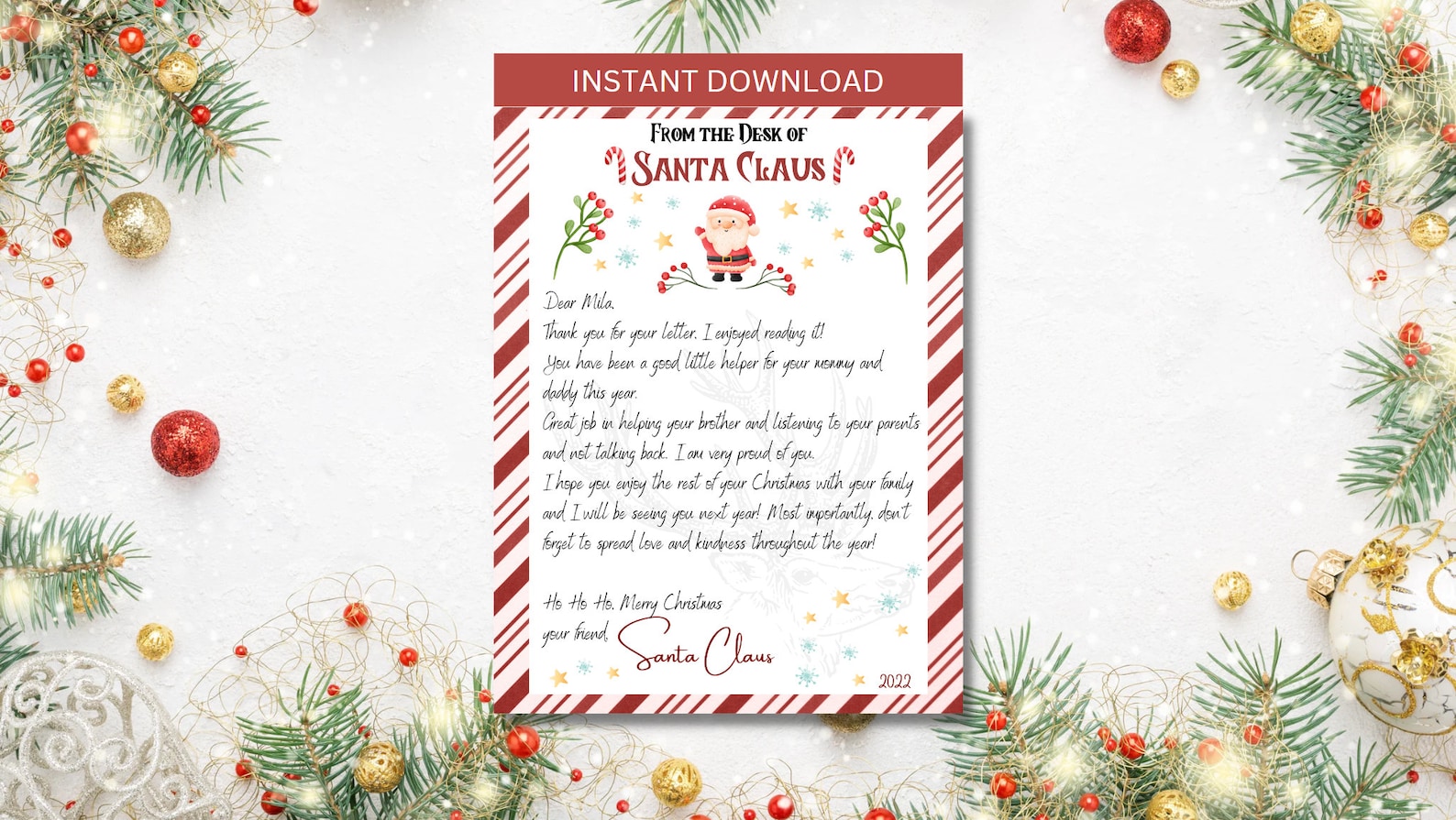 Santa Letter Editable Template Printable Instant Download - Etsy